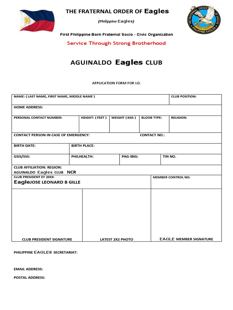 Eagles Application Form | PDF