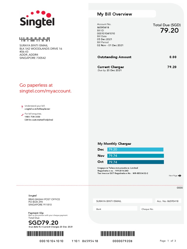 Singtel Bill Payment Overview | PDF | Payments | Value Added Tax