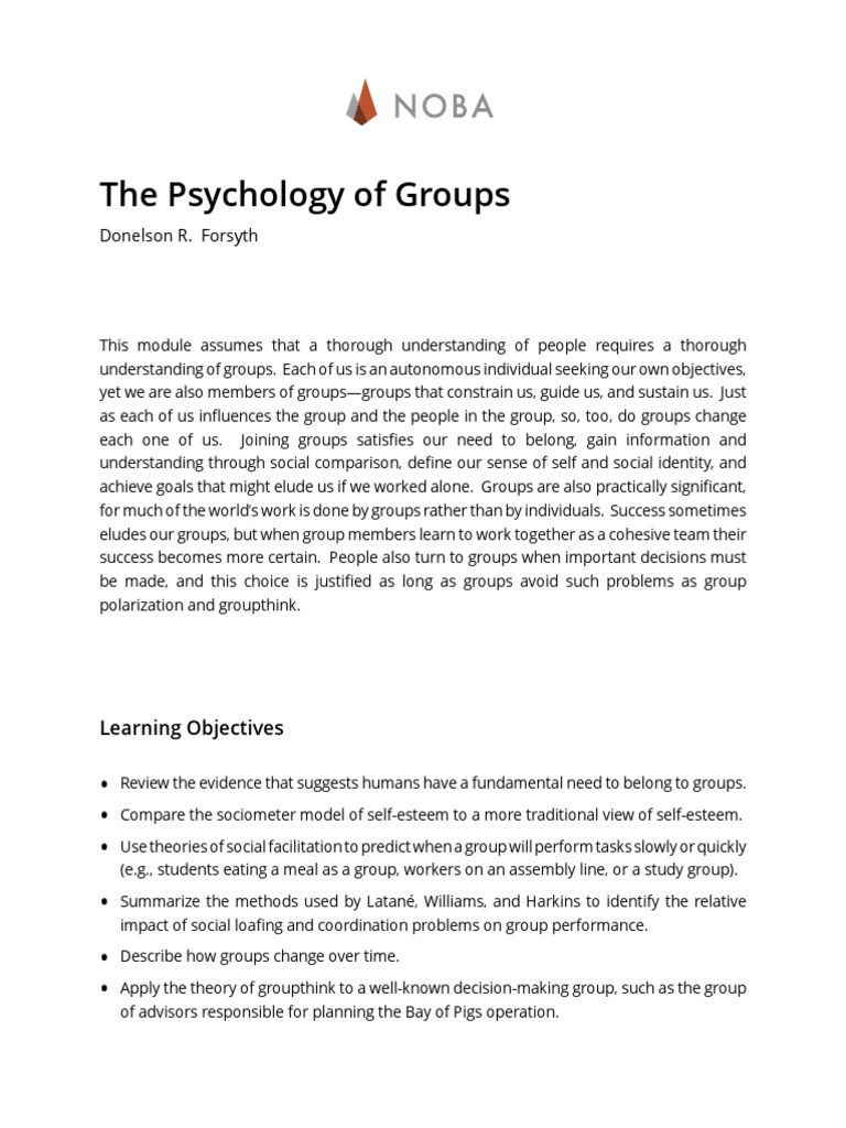 The Psychology of Groups | PDF | Self Esteem | Psychology