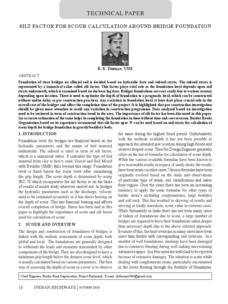 Silt Factor For Scour Calculation Around | PDF | River | Deposition ...