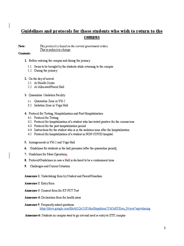 Guidelines Students Dec2021 | PDF | Sanitation | Quarantine