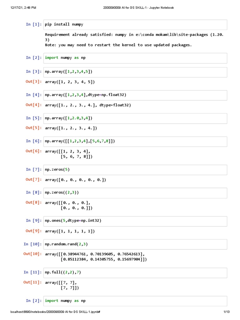 AI For DS SKILL-1 - Jupyter Notebook | PDF | Computer Programming | Computing