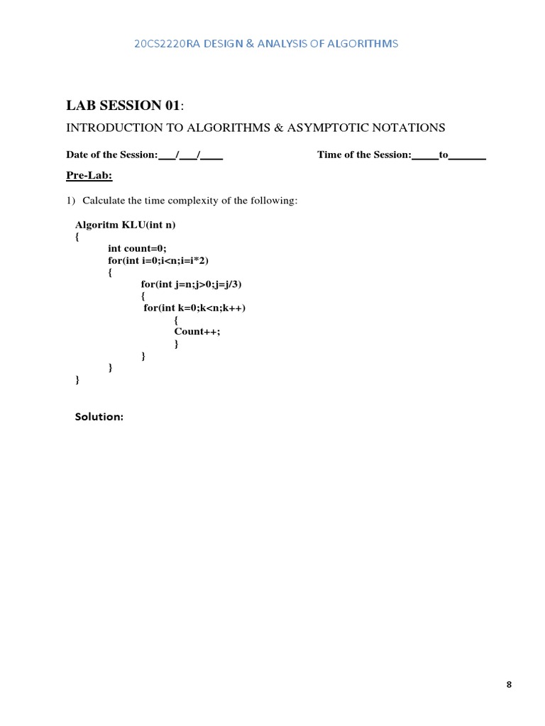 DAA Lab-1 Program | PDF | Time Complexity | Algorithms