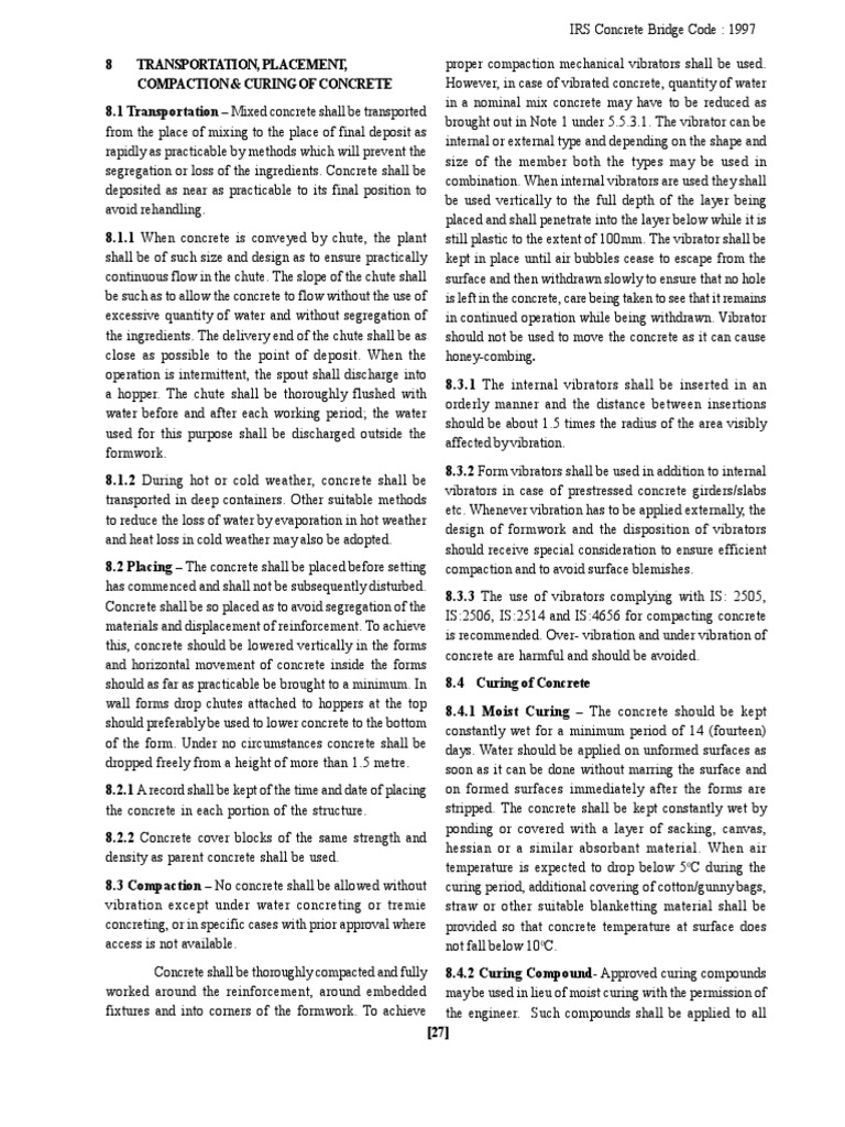 Curing Irs Cbcode | PDF | Concrete | Pipe (Fluid Conveyance)