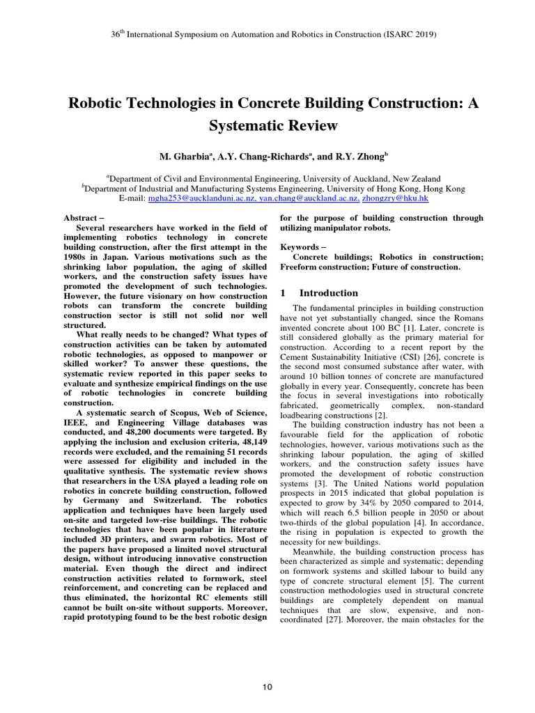 Robotic Technologies in Concrete Building Construction: A Systematic ...