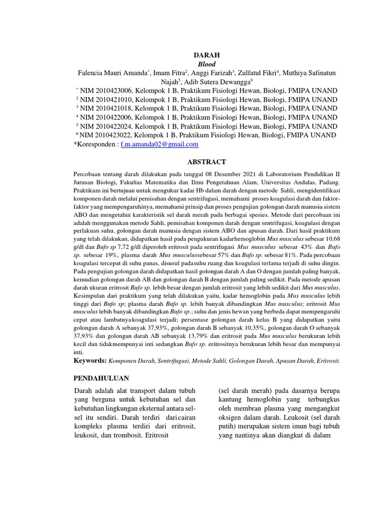 Falencia Mauri Amanda - 2010423006 - Nilai Darah, Koagulasi, Golongan ...