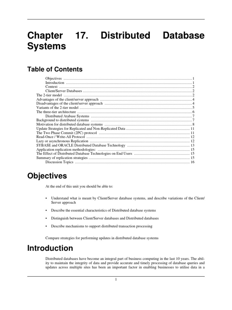 Distributed Database Systems: Objectives | Download Free PDF | Replication (Computing) | Databases