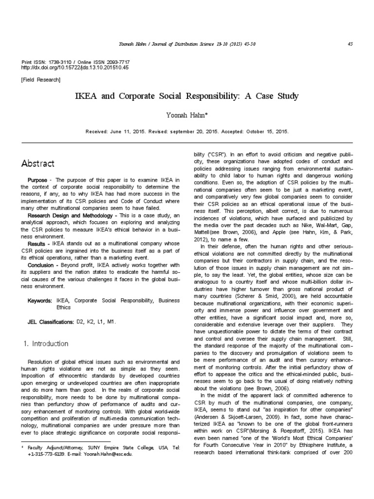 IKEA and Corporate Social Responsibility - A Case Study | PDF ...