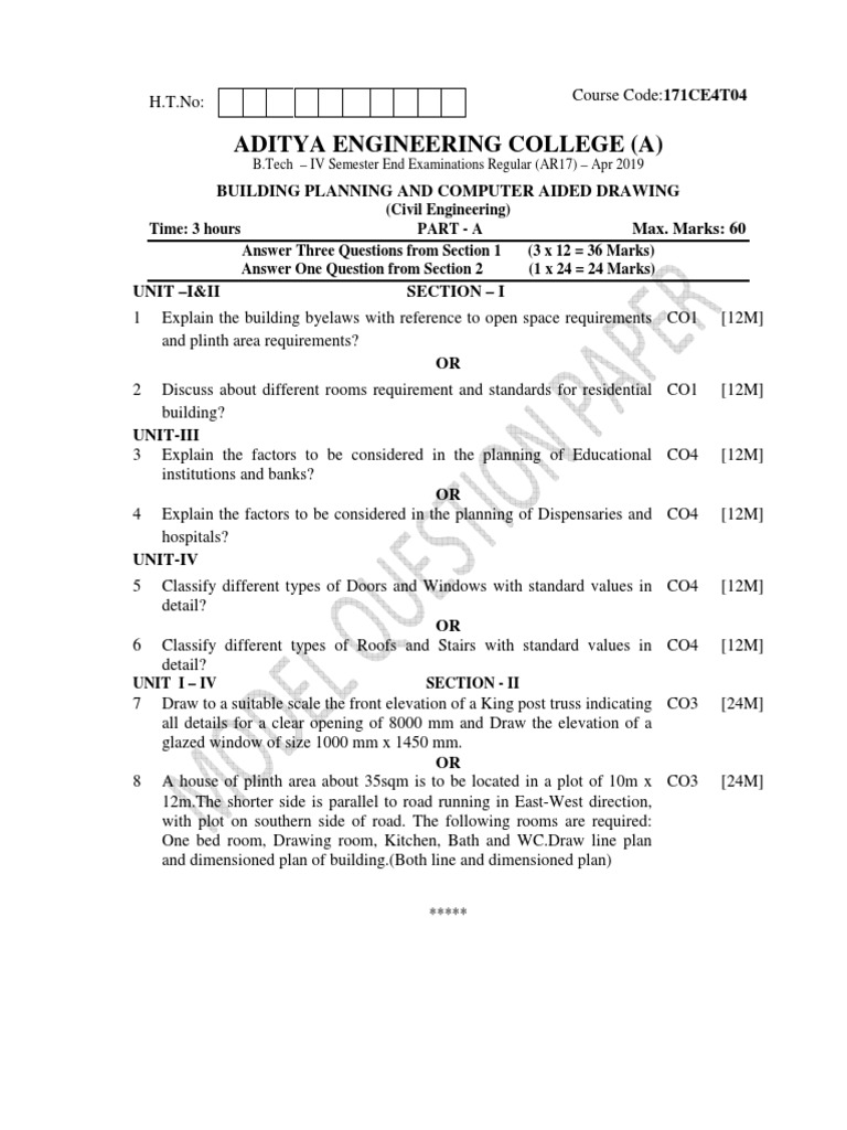 Building Planning Exam Paper 2019 | PDF | Building Engineering ...