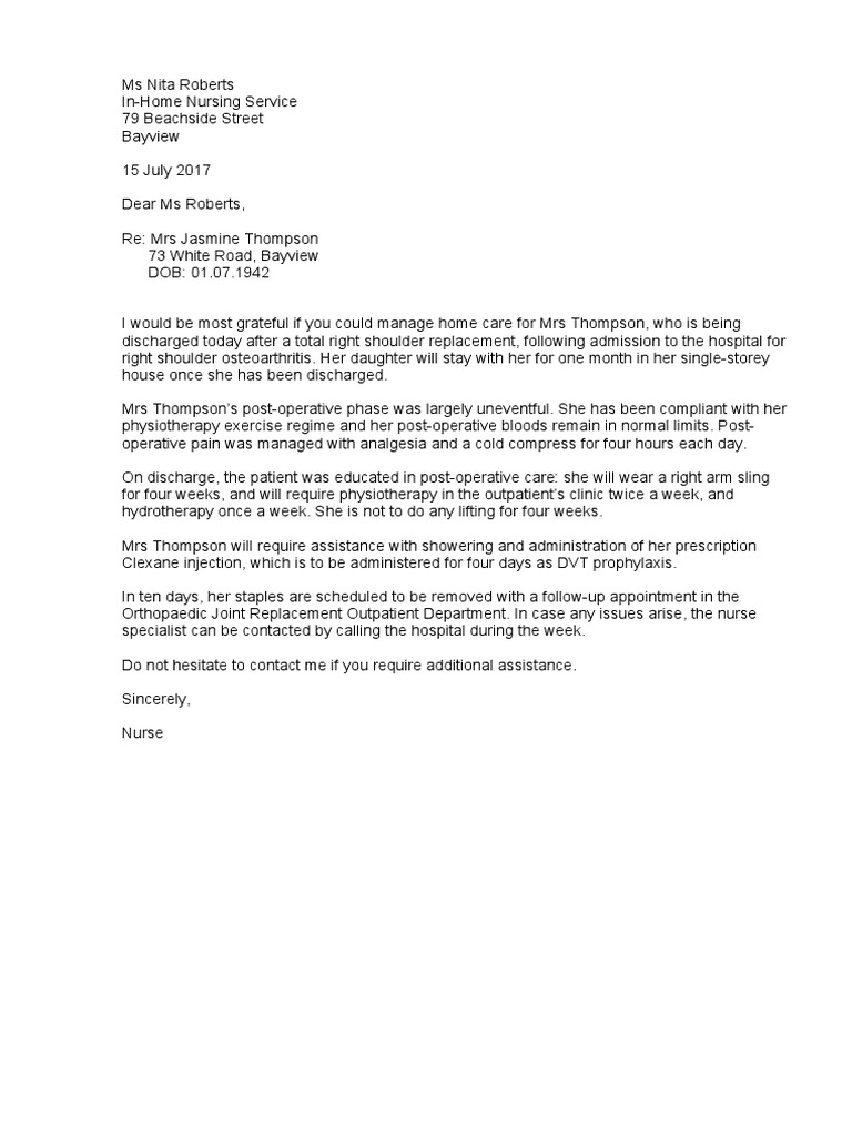 SESSION 3 OET WRITING MRS JASMINE THOMPSON Oet For Nursing | PDF