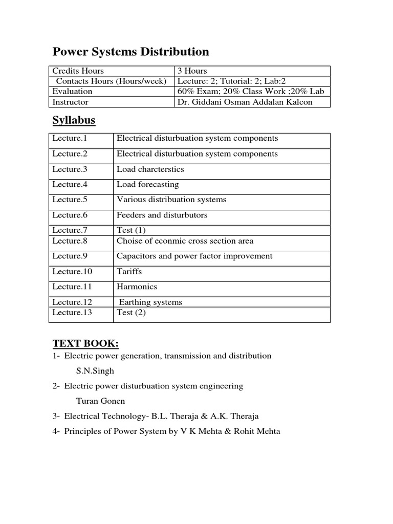1 - Electrical Distribution System Components | PDF | Electrical ...