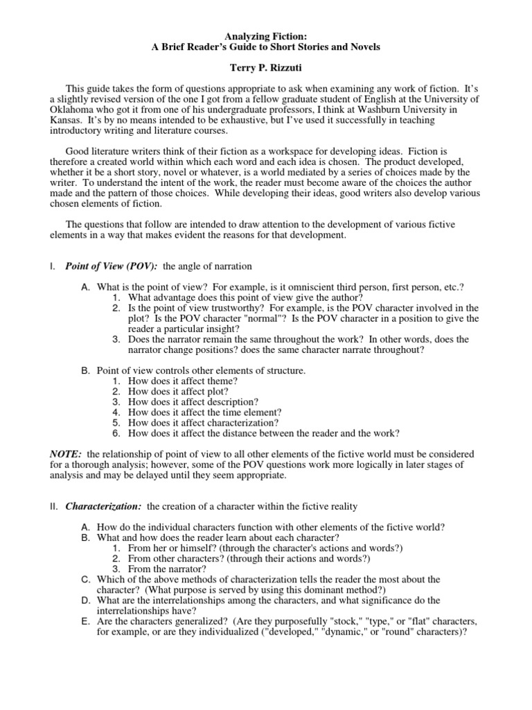 Fiction Analysis for Lit Students | PDF