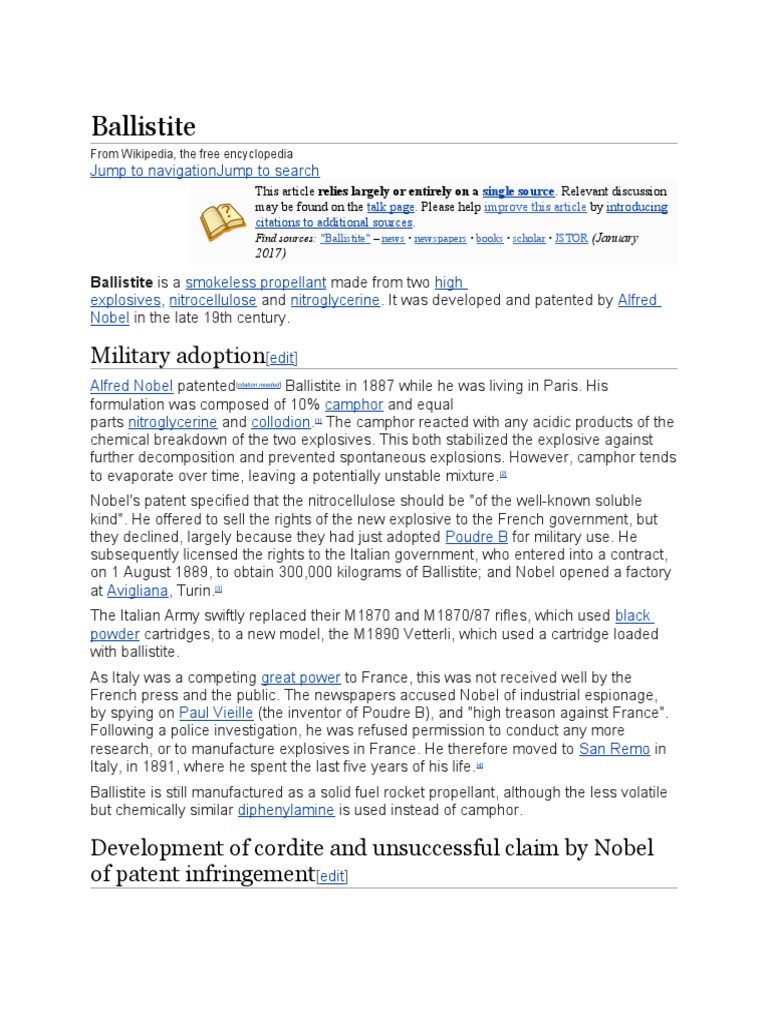 Ballistite: Military Adoption | PDF | Materials | Chemistry