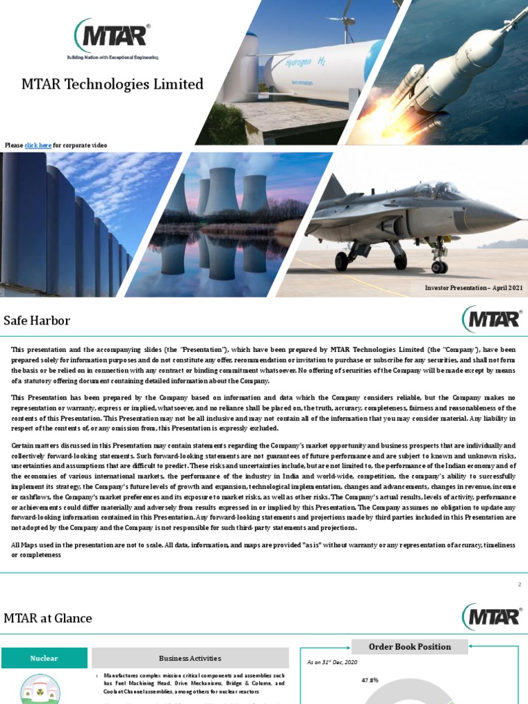 MTAR Technologies - Investor Presentation - April 2021 | PDF | Welding ...