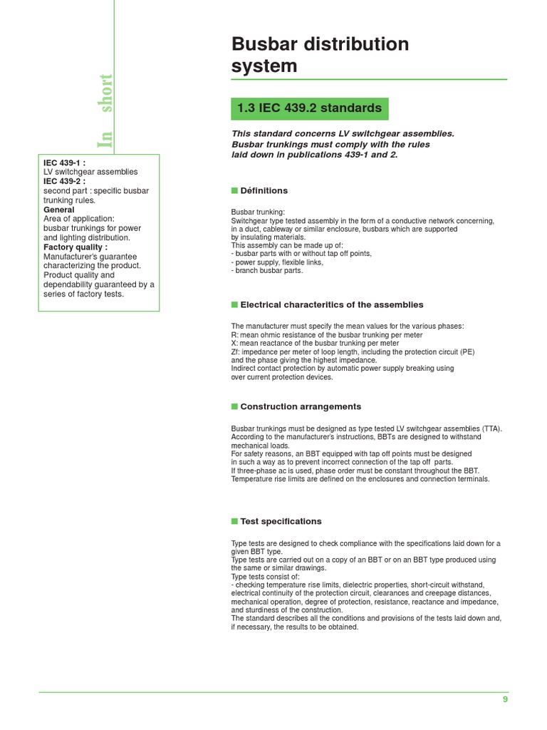 Busbar Distribution System: 1.3 IEC 439.2 Standards | PDF | Transformer ...