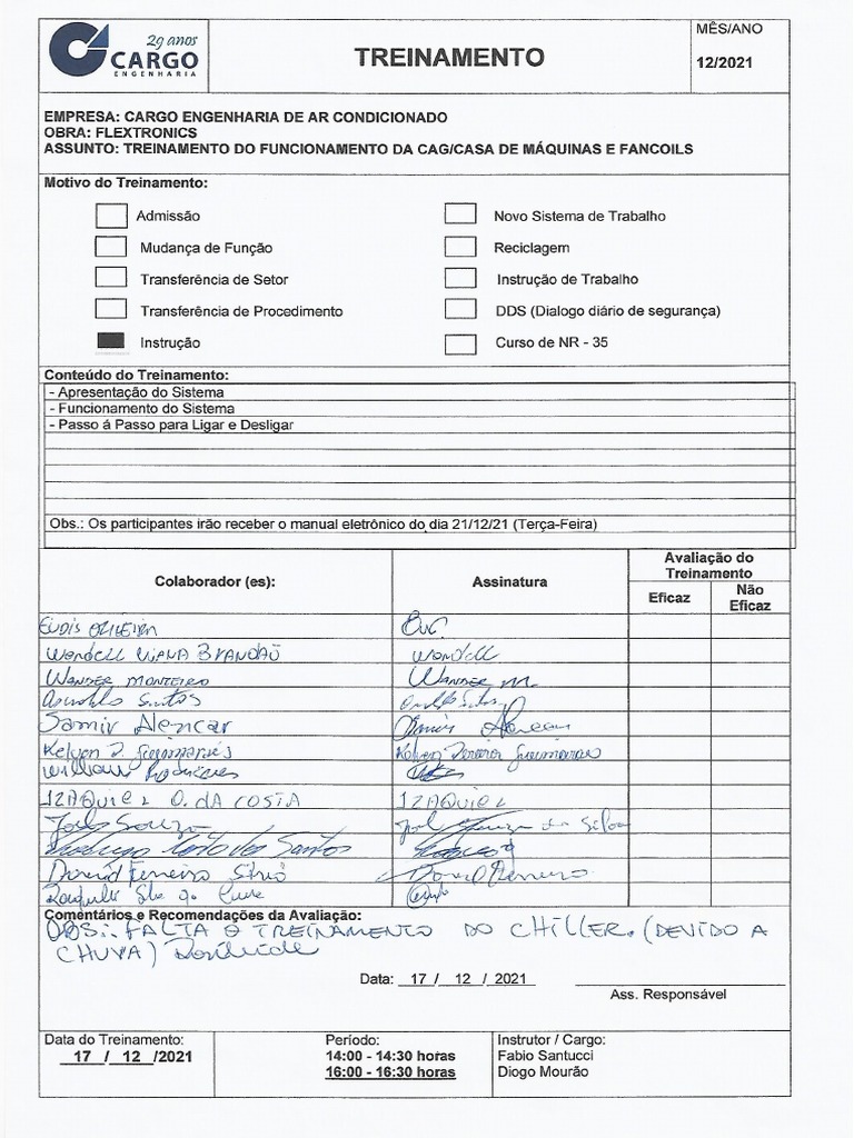 Ficha de Treinamento | PDF