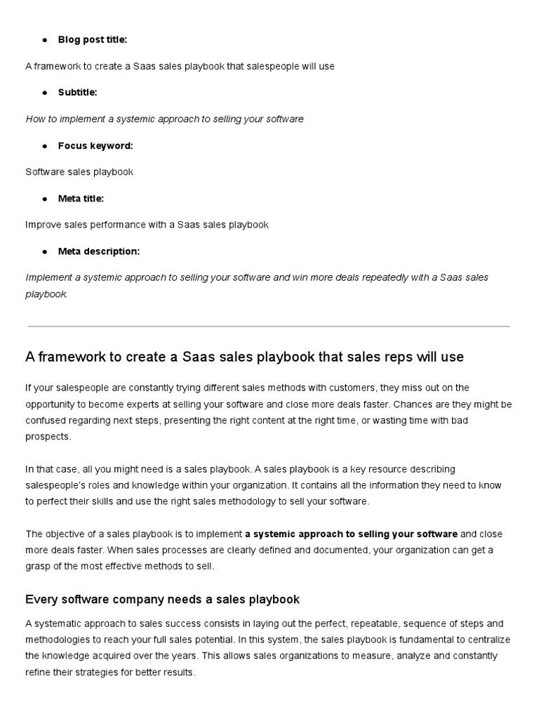 (Shared) Sales Playbook | PDF | Sales | Marketing