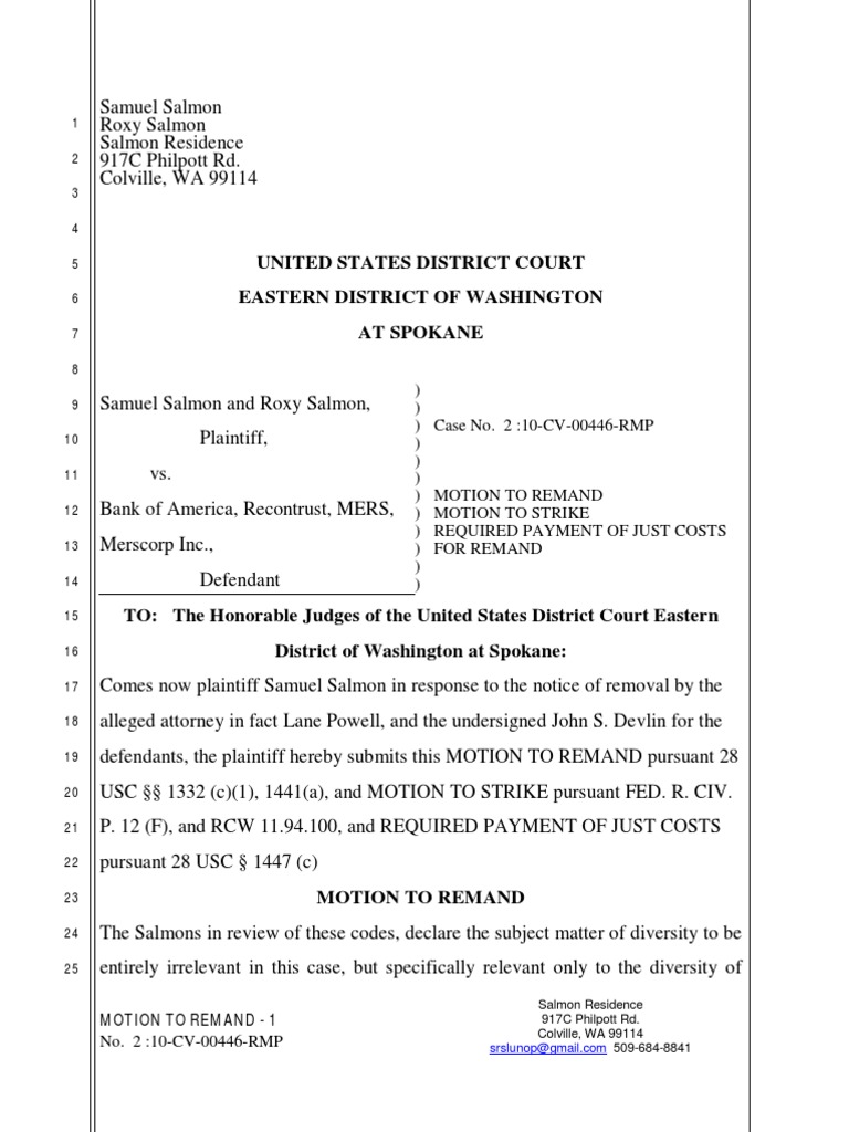 MOTION To Remand & Strike | PDF | Politics | Social Science