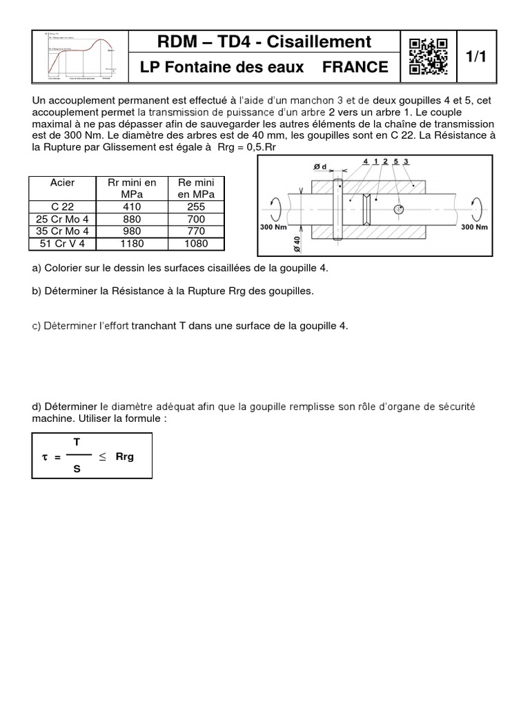 Cisaillement TD4 | PDF