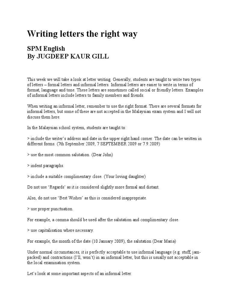 Writing Letters The Right Way | PDF
