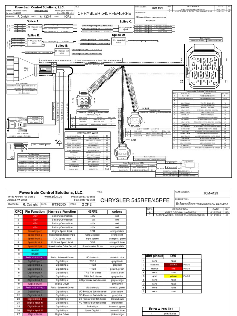 545RFE/45RFE Transmission Wiring Diagram | PDF | Yellow | Electrical ...