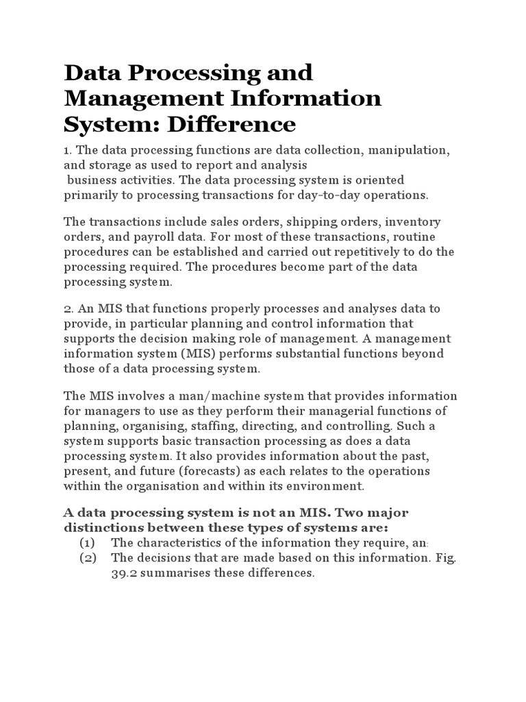 Data Processing and Management Information System | PDF | Information ...