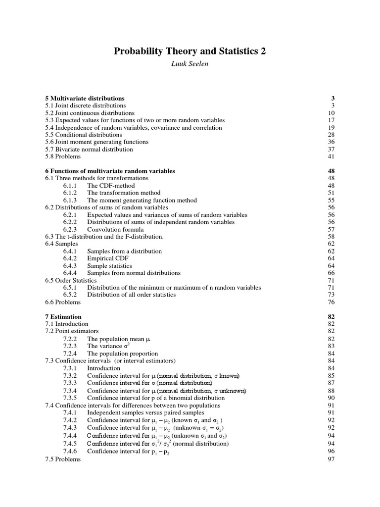 Probability Theory and Statistics 2: Multivariate Distributions | PDF ...