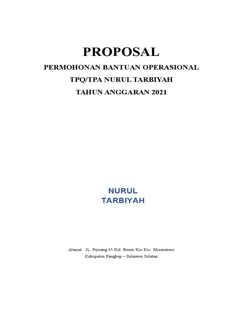 PROPOSAL BOP TPQ Nurul Tarbiyah | PDF