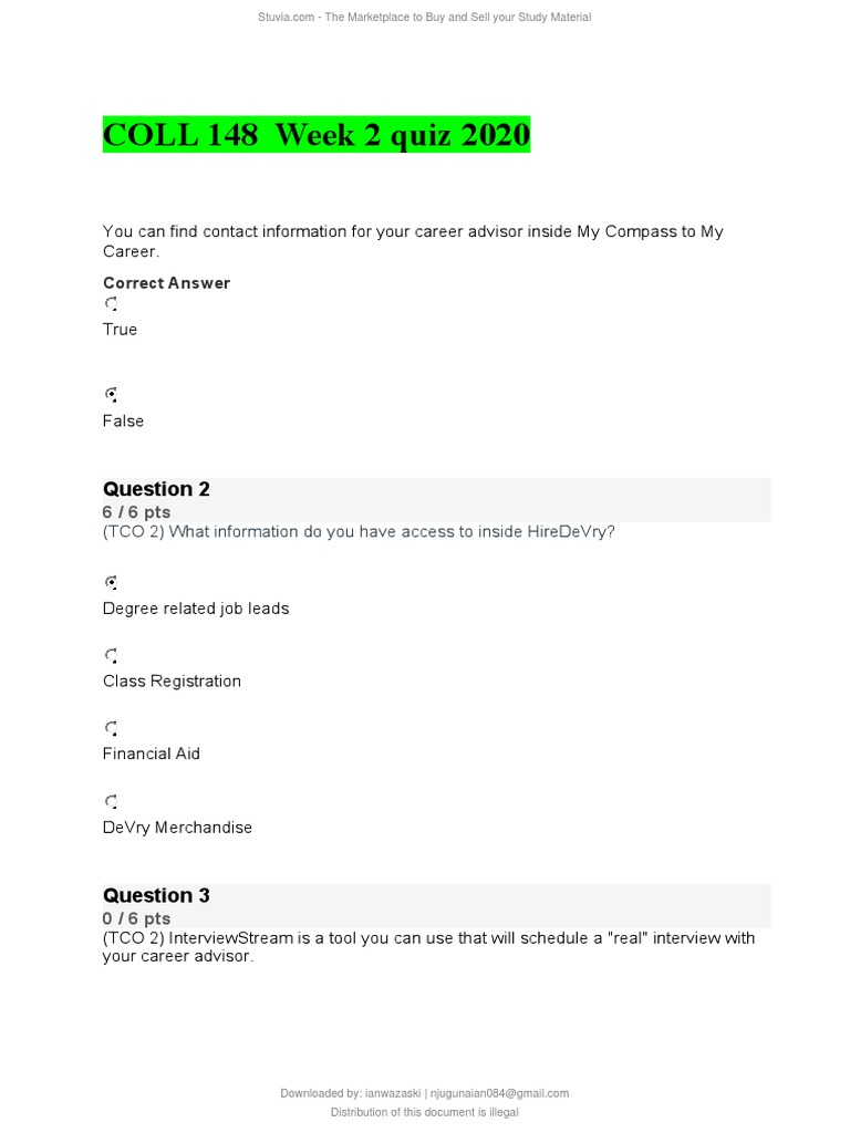 COLL 148 Week 2 Quiz 2020 - Removed | PDF | Communication | World Wide Web