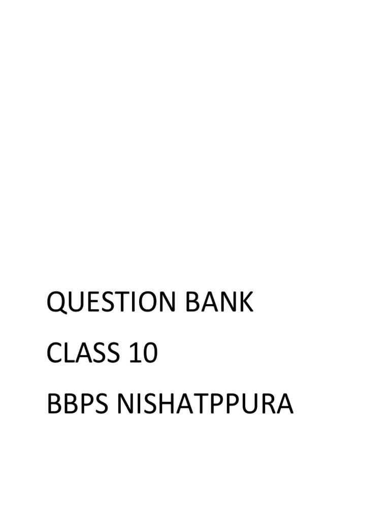 Question Bank Class 10 Bbps Nishatppura | PDF | Triangle | Euclidean Plane Geometry