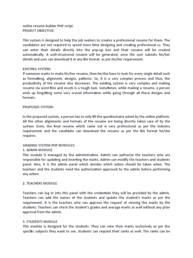 Online Resume Builder PHP Script | PDF | Résumé | Php