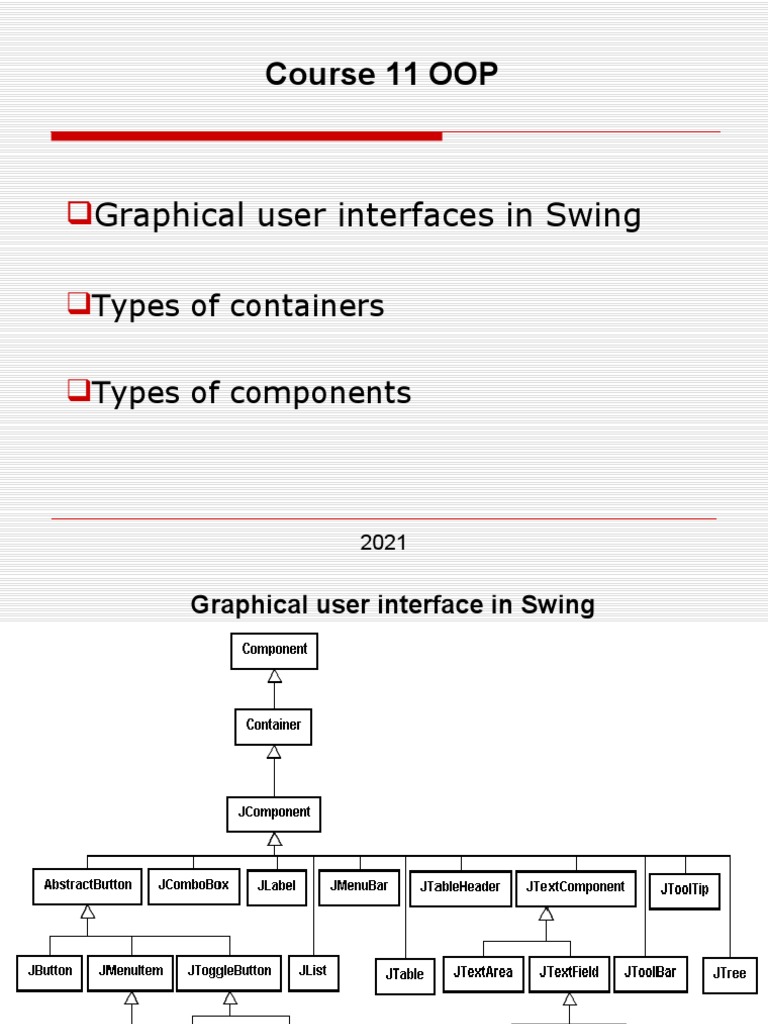 Course 11 OOP: Graphical User Interfaces in Swing | PDF | Constructor (Object Oriented ...