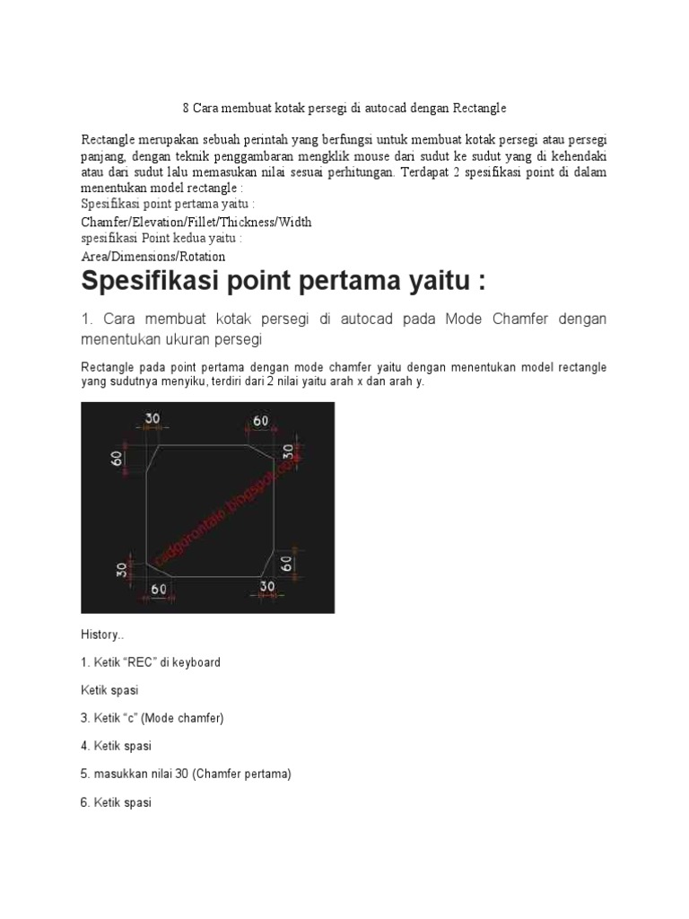 8 Cara Membuat Kotak Persegi Di Autocad Dengan Rectangle | PDF