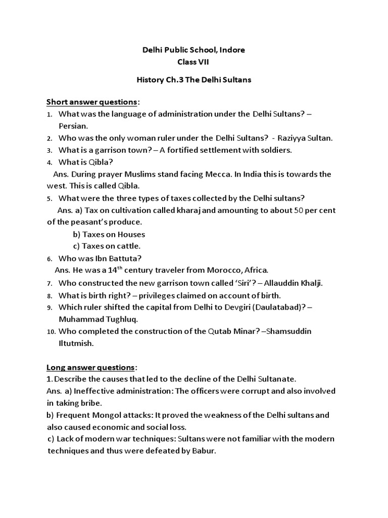 Class 7 His. Ch. 3 The Delhi Sultans | PDF | Travel | History