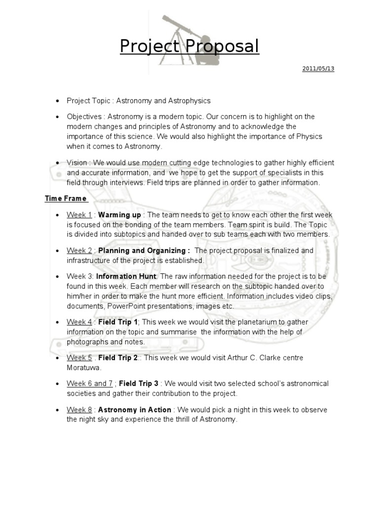 Astronomy Project Proposal Overview | PDF