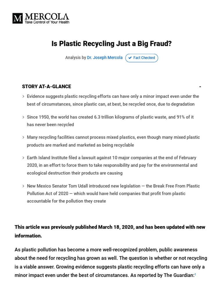 Plastic Recycling Scam PDF | PDF | Recycling | Plastic
