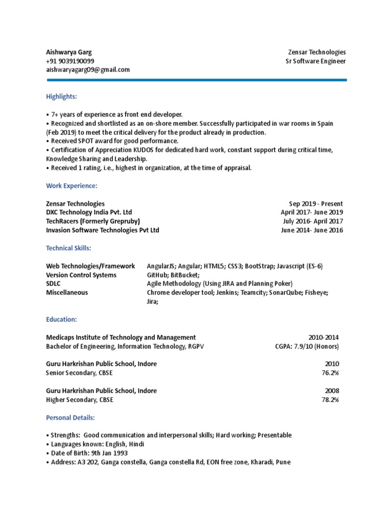 Aishwarya Garg Resume | PDF | Web Application | Java Script