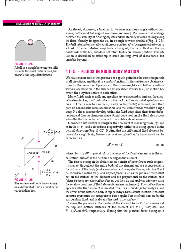 Fluid in Rigid Body Motion | PDF | Force | Stress (Mechanics)