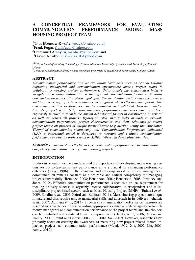 A Conceptual Framework For Evaluating Communication Skills | PDF ...
