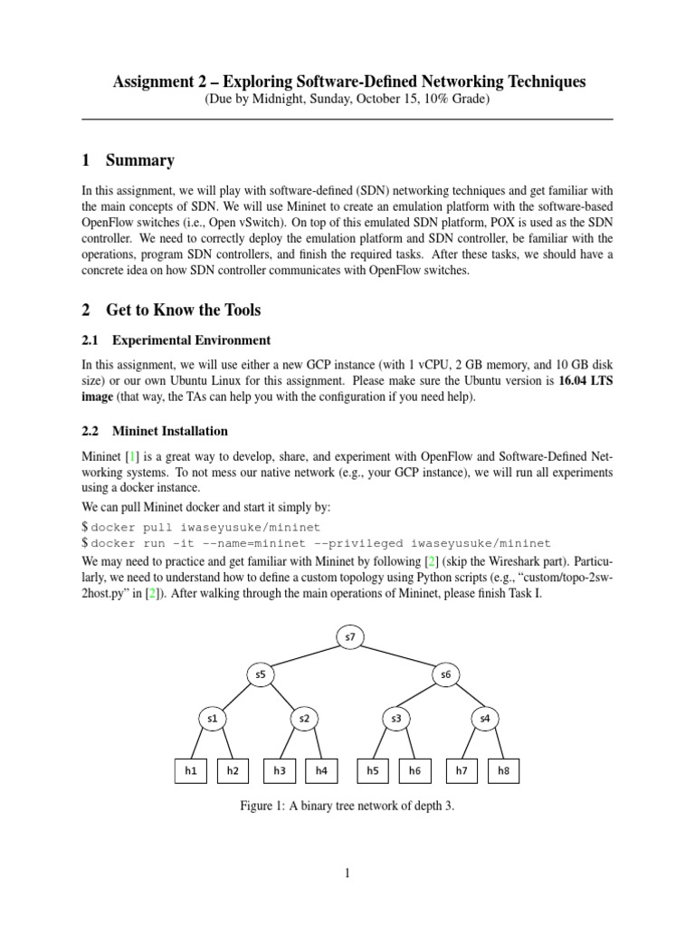 Assignment 2 - Exploring Software-Defined Networking Techniques | PDF ...