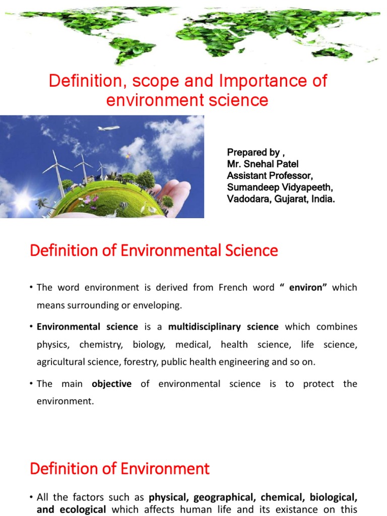 Definition, Scope and Importance of Environment Science | PDF | Natural ...