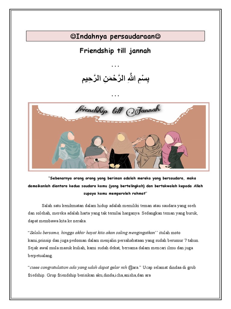 Cerpen Agama Islam, Friendshif Till Jannah | PDF