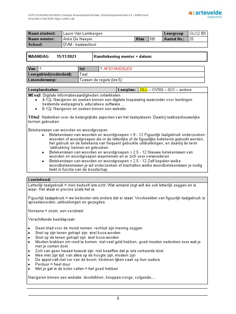 Dig 2021 11 15 - Les Taal Beeldspraak - LVL | PDF