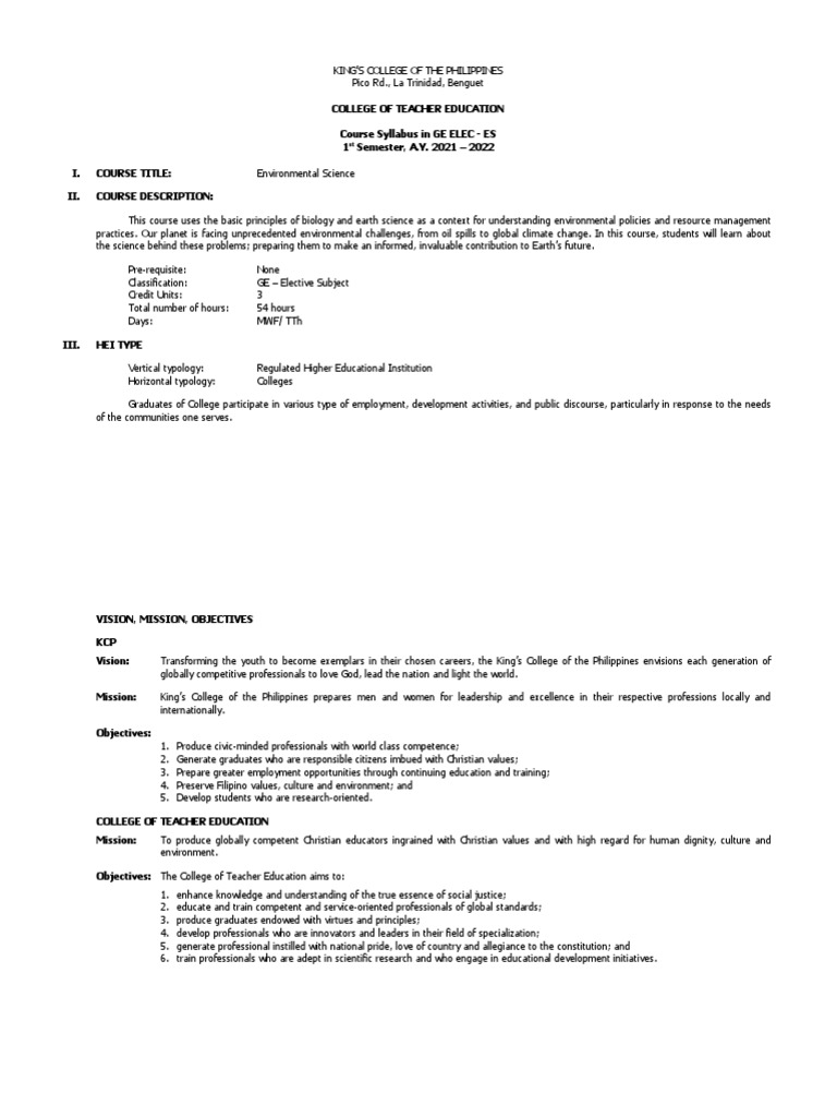 Environmental Science Syllabus | PDF | Fuels | Water