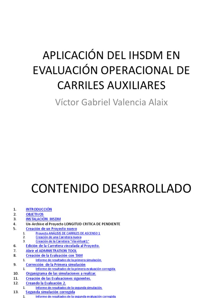 Aplicación Del Ihsdm en Evaluación Operacional de Carriles | PDF | La carretera | Red mundial