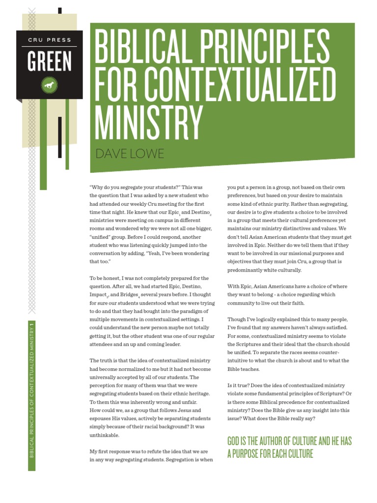 Biblical Principles Contextualized Ministry | PDF | Epistle To The ...