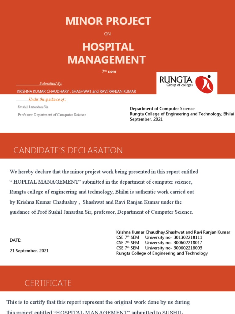 Minor Project Hospital Management: Come To Powerpoint | PDF | Patient ...