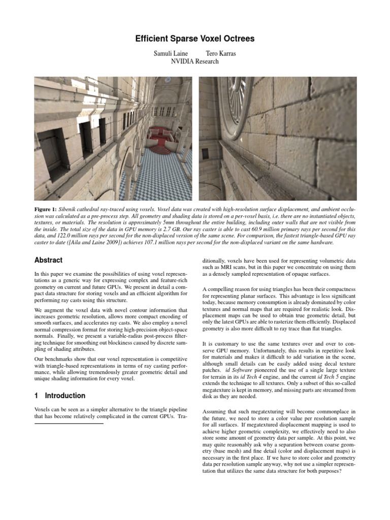 Efficient Sparse Voxel Octrees: Samuli Laine Tero Karras NVIDIA ...