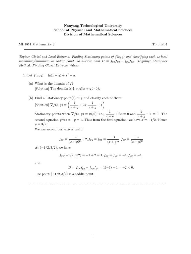 Extrema and Optimization in Multivariable Calculus | PDF | Maxima And ...