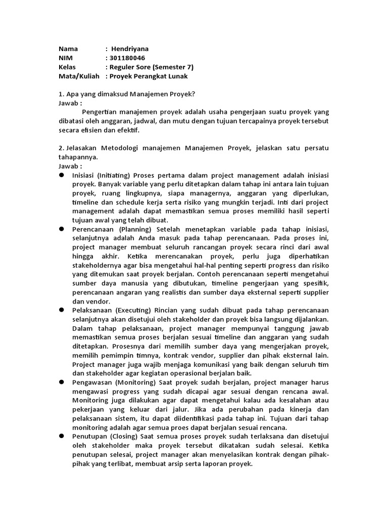 Panduan Manajemen Proyek & OOP | PDF